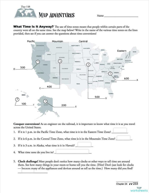 Chapter 24 Map Adventures Pg 233. Interactive worksheet | TopWorksheets