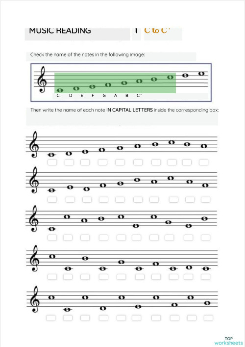 Note Order. Interactive worksheet | TopWorksheets