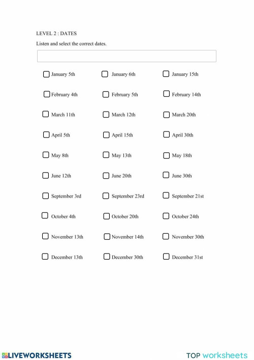 Dates 2. Interactive worksheet | TopWorksheets