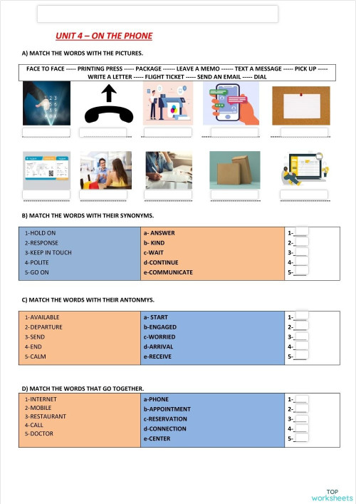 On the phone 2. Interactive worksheet | TopWorksheets