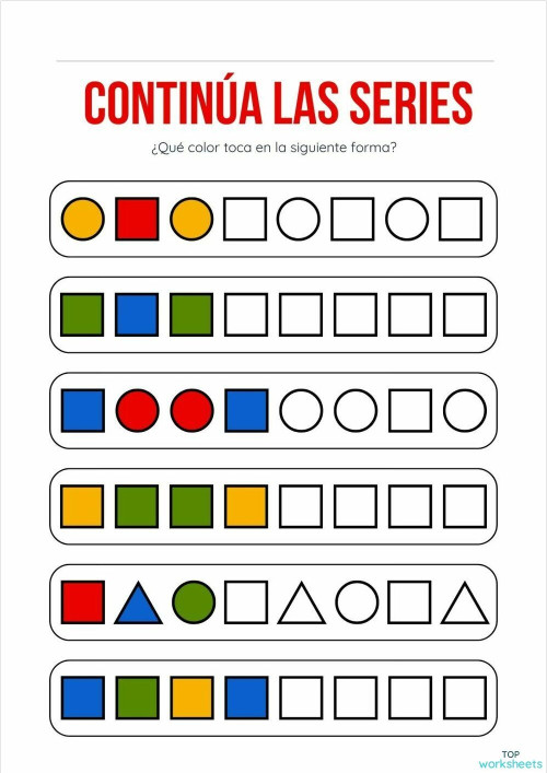 Series de colores y formas. Ficha interactiva | TopWorksheets