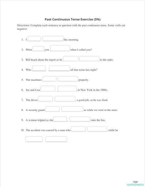 Past Continuous Listening Exercise. Interactive worksheet | TopWorksheets