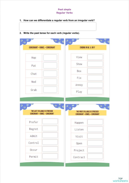 Regular Verbs (Copia). Interactive worksheet | TopWorksheets