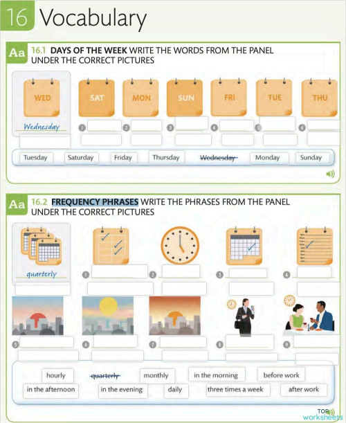 DAYS OF THE WEEK And FREQUENCY PHRASES. Interactive worksheet ...