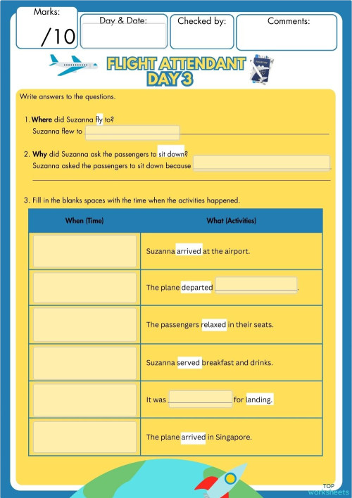 Flight Attendant *. Interactive worksheet | TopWorksheets