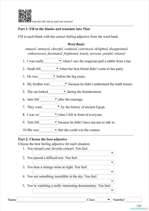 Feeling adjectives 2. Interactive worksheet | TopWorksheets