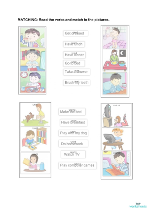 matching routines. Ficha interactiva | TopWorksheets