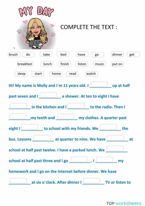 My day - daily routine. Interactive worksheet | TopWorksheets