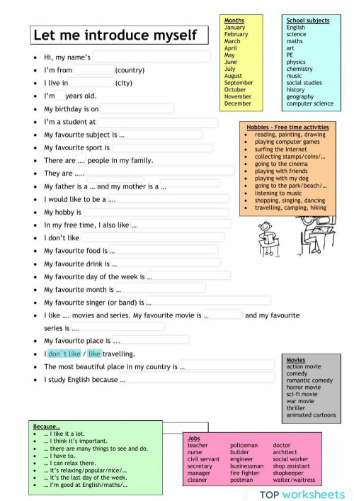 Introduce myself interactive for second year. Interactive worksheet ... Introduce myself interactive for second year. Interactive worksheet ...