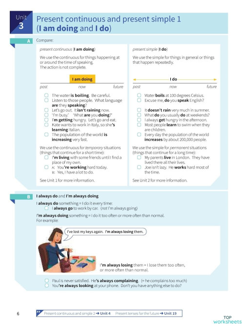 Present continuous and present simple_1. Interactive worksheet ...