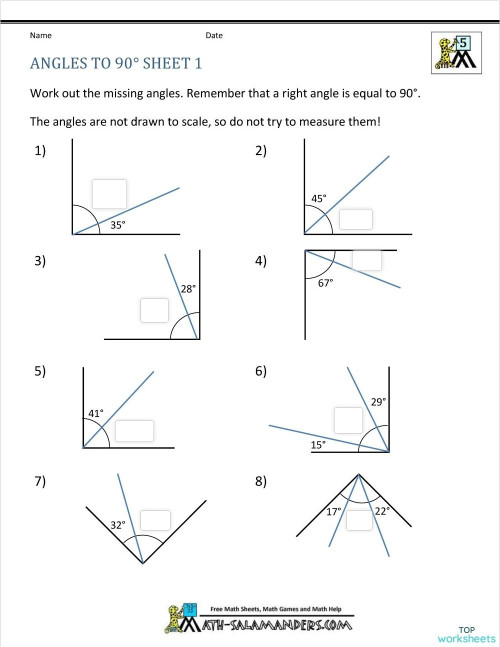 Find the missing angle. Interactive worksheet | TopWorksheets