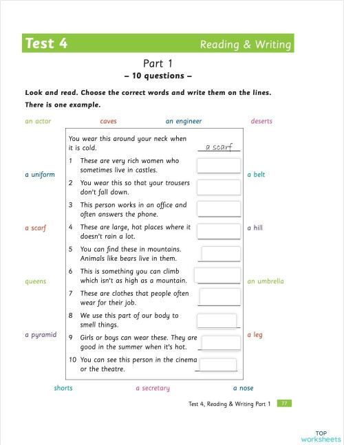 READING TEST- FINAL REVISION. Interactive worksheet | TopWorksheets