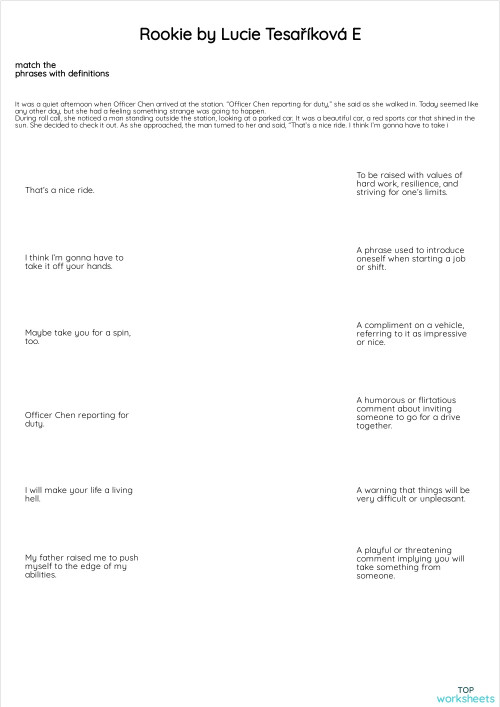 Rookie by Jiří Isakidis, Sentence Completion. Interactive worksheet ...