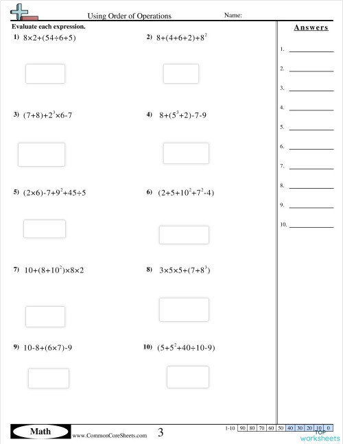 Order of Operations Challenge 2. Interactive worksheet | TopWorksheets