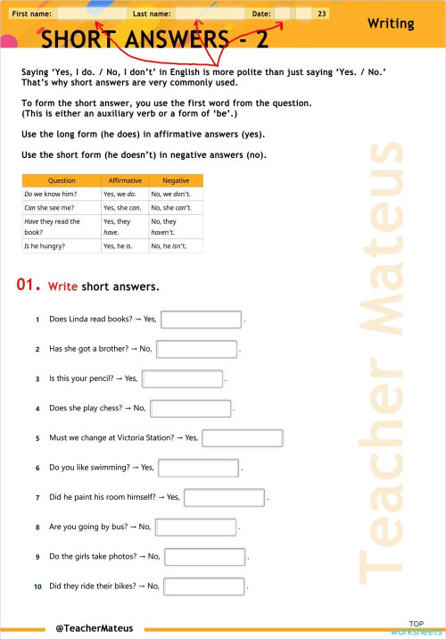 Writing - An exchange student. Interactive worksheet | TopWorksheets