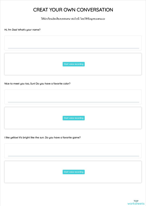 CREAT YOUR OWN CONVERSATION. Interactive worksheet | TopWorksheets