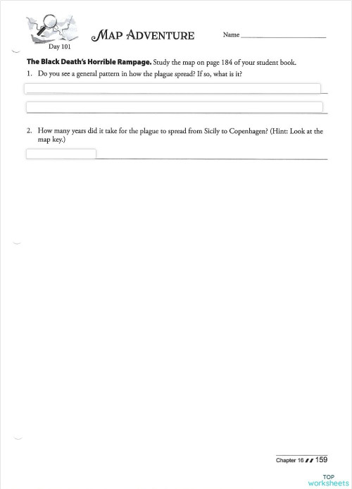 Chapter 16: Pg 159-160 Map Adventure. Interactive worksheet | TopWorksheets