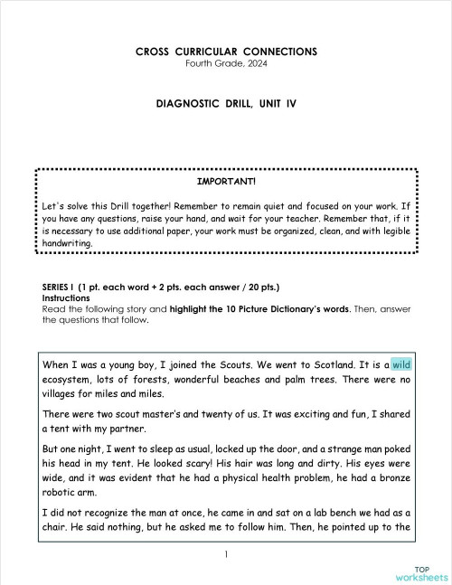 FOURTH GRADE IV CROSS CURRICULAR. Interactive worksheet | TopWorksheets