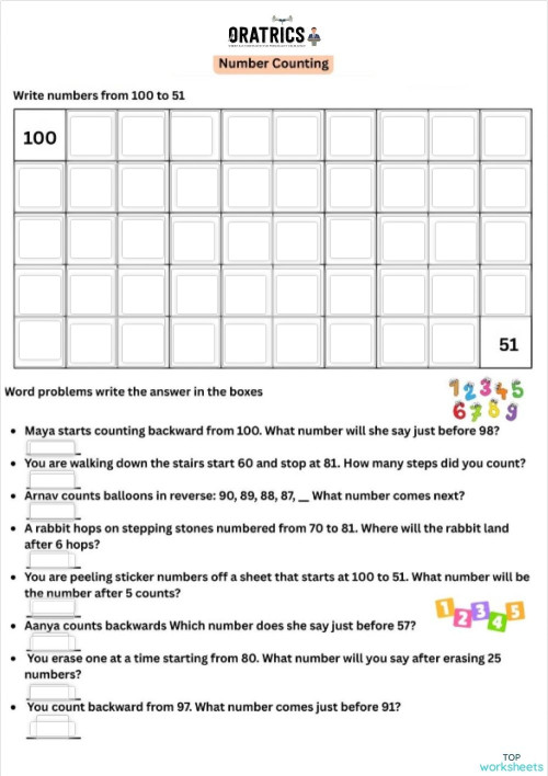 Numbers Counting 555. Interactive worksheet | TopWorksheets