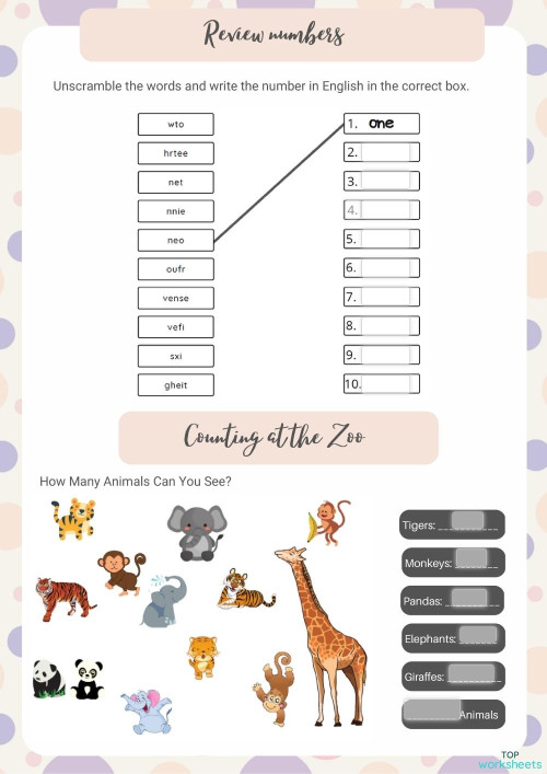 Review numbers. Interactive worksheet | TopWorksheets