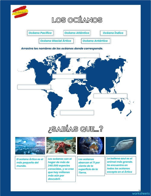 Los océanos. Ficha interactiva | TopWorksheets