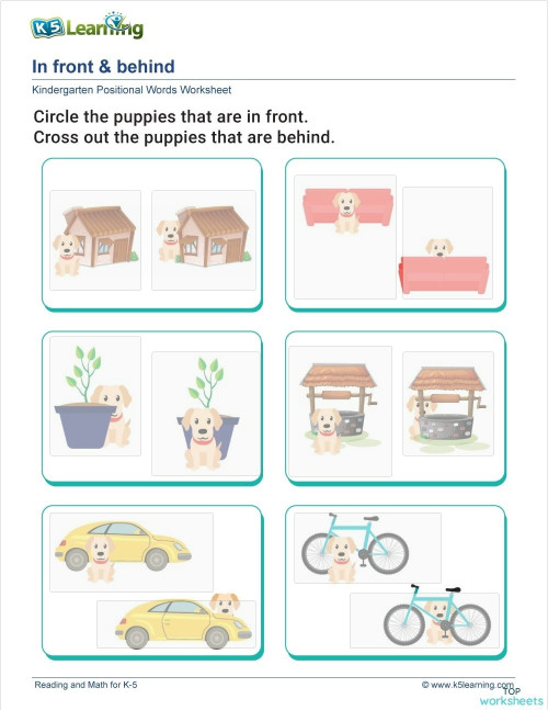 in front and behind. Interactive worksheet | TopWorksheets