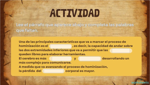 Hominización Actividad.. Ficha interactiva | TopWorksheets