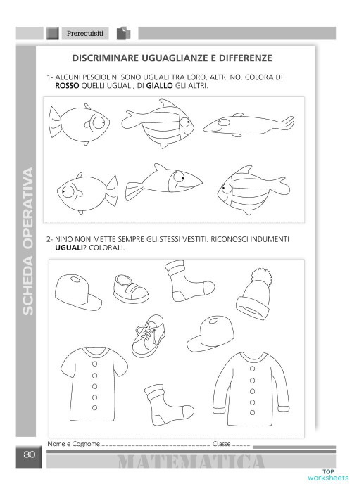 DISCRIMINARE UGUAGLIANZE E DIFFERENZE. Scheda interattiva | TopWorksheets