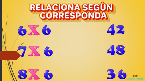 MULTIPLICACIÓN TABLA DEL 6. Ficha interactiva | TopWorksheets