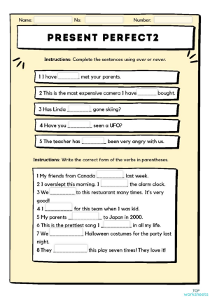 Present perfect 2. Interactive worksheet | TopWorksheets