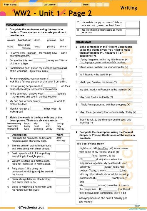 Writing: interactive worksheets and online exercises | TopWorksheets