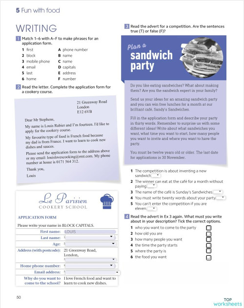 fun with food. Interactive worksheet | TopWorksheets
