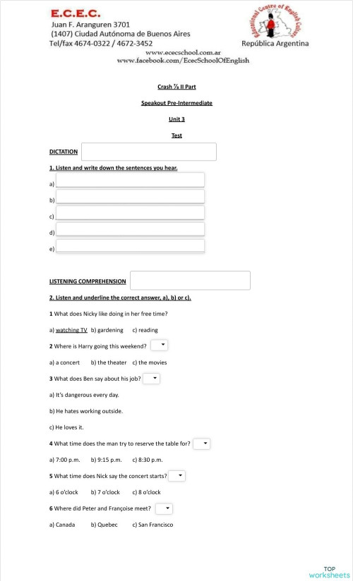 Writing (arranging a meeting). Interactive worksheet | TopWorksheets
