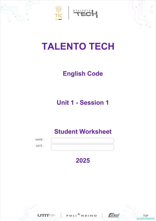 UNIT 1 SESSION 1 ENG. CODE. Interactive worksheet | TopWorksheets