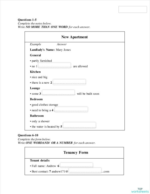 Listening 1. Interactive worksheet | TopWorksheets
