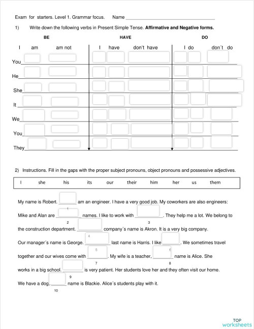 Exam Starters Grammar Focus. Interactive worksheet | TopWorksheets