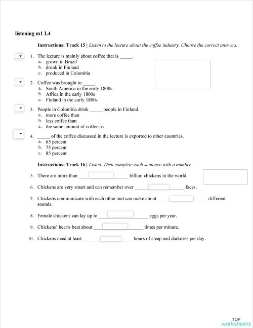 Listening: interactive worksheets and online exercises | TopWorksheets