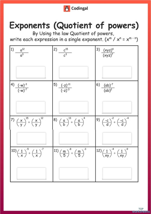 Powers: interactive worksheets and online exercises | TopWorksheets