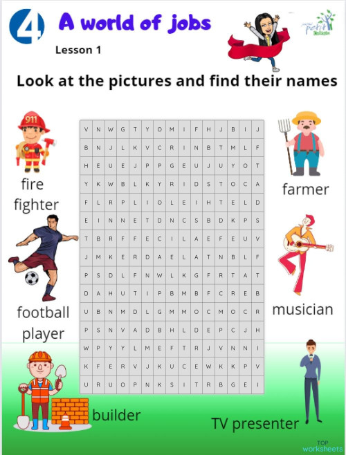 A world of jobs. Interactive worksheet | TopWorksheets