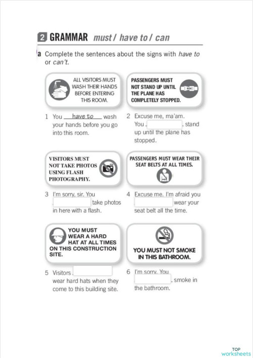 Modals of Obligation A2. Interactive worksheet | TopWorksheets
