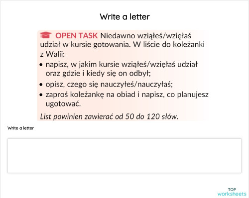 Write a letter. Interactive worksheet | TopWorksheets