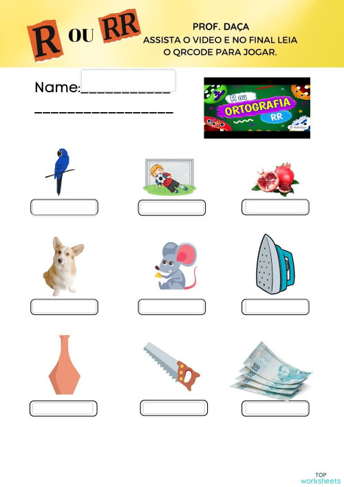 COM QUE SE ESCREVE: R OU RR. Ficha interativa | TopWorksheets