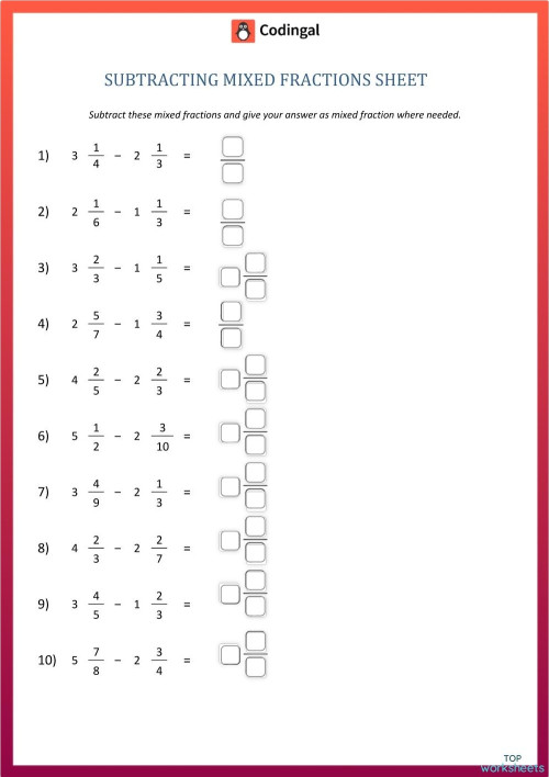 M_G04M08L27_WA02_Subtracting mixed fractions_02. Interactive worksheet | TopWorksheets