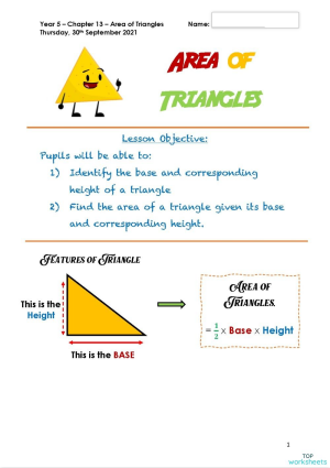 Year 5 Area of Triangles III. Interactive worksheet | TopWorksheets