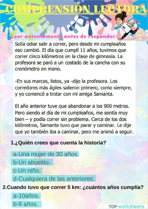 Comprensión lectora. Ficha interactiva | TopWorksheets