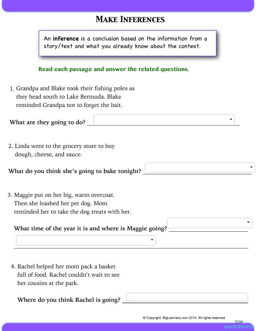 Making an Inference Practice 1. Interactive worksheet | TopWorksheets
