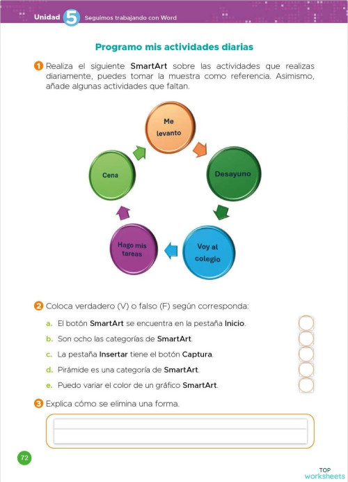 Página 72 - Programo mis actividades diarias. Ficha interactiva ...