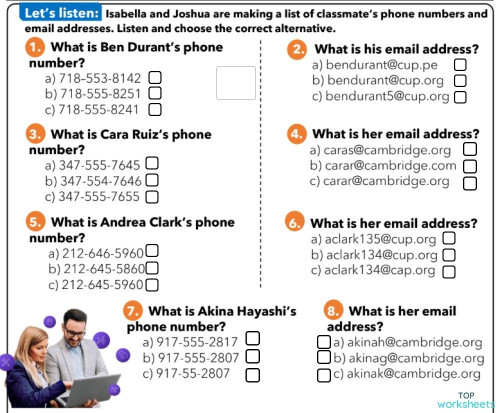 WHAT'S YOUR EMAIL ADDRESS?- PRE A1. Ficha interactiva | TopWorksheets