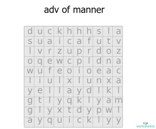 adv of manner. Interactive worksheet | TopWorksheets