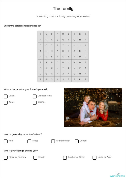 The family. Interactive worksheet | TopWorksheets